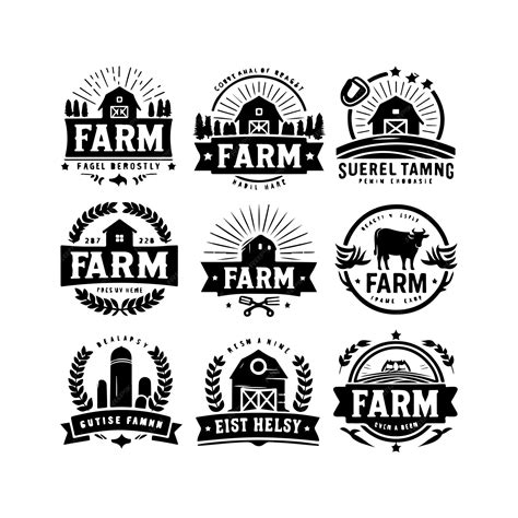 Conjunto De La Silueta Del Logotipo De La Granja Naranja Conjunto Del Icono Del Logotipio De La