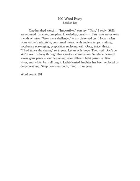 100 Word Essay Pdf