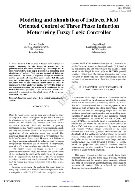 Pdf Modeling And Simulation Of Indirect Field Oriented Control Of Three Phase Induction Motor