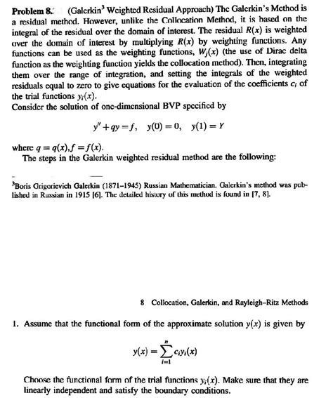 Solved Problem 8 Galerkin Weighted Residual Approach Thc