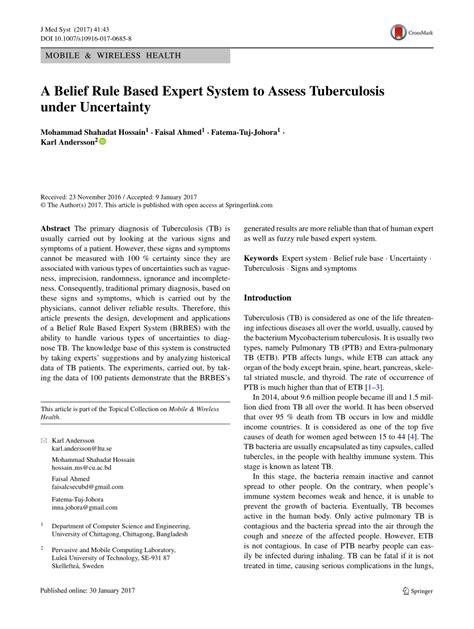 pdf a belief rule based expert system to assess tuberculosis under
