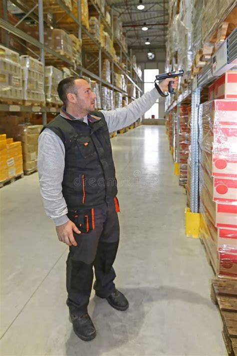 Warehouse Barcode Scanner Stock Image Image Of Shelf