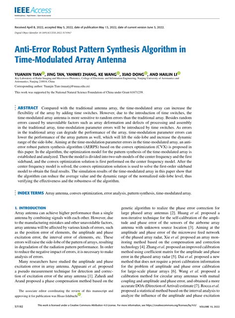 Pdf Anti Error Robust Pattern Synthesis Algorithm In Time Modulated Array Antenna