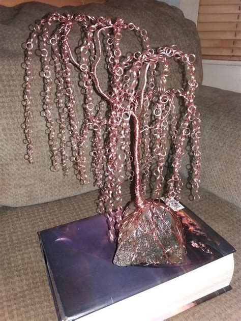 Willow Tree Copper Wire Sculpture Set In Stone Etsy Uk Wire