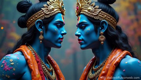Cin Matographique Image R Alisant Krishna Et Ganesh Stable Diffusion Online
