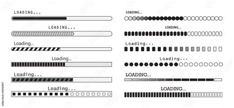 Icon Set Of Loading Bar Progress Loading Bar Progress Icons Load Sign