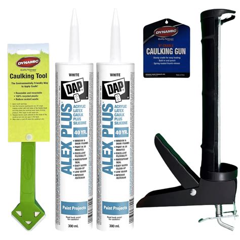 Caulking Kit 4 Piece 2x Dap Alex Plus Acrylic Latex Silicone 10 Oz