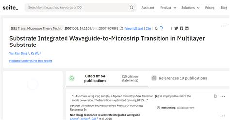 Substrate Integrated Waveguide To Microstrip Transition In Multilayer Substrate [scite Report]