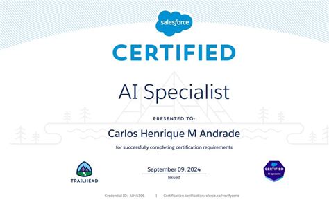 Henrique Andrade On Linkedin Osfdigital Salesforce Ai Certification Continuouslearning