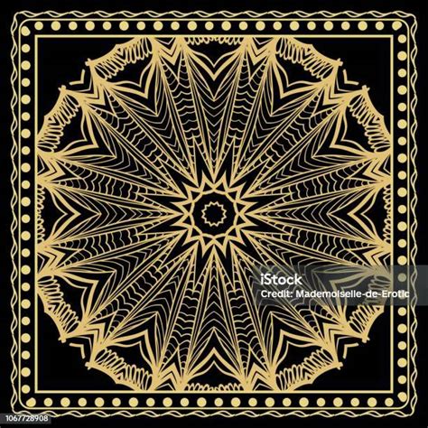 꽃 장식 테두리 프레임 아르데코 배경입니다 손수건 숄 스카프 식탁보 디자인 공단에 대한 스톡 벡터 아트 및 기타 이미지 공단 네커치프 넥타이 Istock