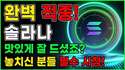 적중 솔라나 맛있게 잘 드셨죠 놓치신 분들 필수 시청 100 정확한 차트분석 솔라나 솔라나전망 Youtube