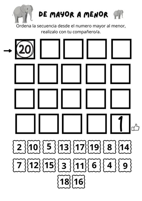 Ordena Los Números De Mayor A Menor Profe Social