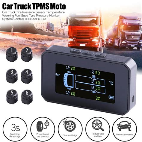 자동차 트럭 타이어 압력 센서 온도 경고 연료 절약 타이어 압력 모니터 시스템 제어 Tpms 6 타이어 Aliexpress