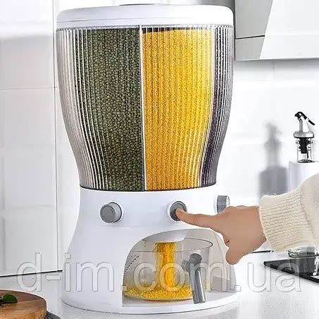 Емкость органайзер диспансер для круп круглый на 6 отсеков с кнопкой ...