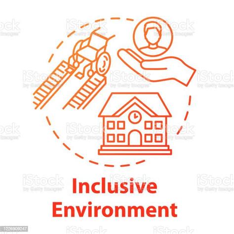 포괄적인 환경 개념 아이콘입니다 학생들을 위한 대학 지원 장애인을위한 원조 아이디어 얇은 라인 그림 벡터 절연 윤곽선 Rgb 색상 드로잉 편집 가능한 스트로크