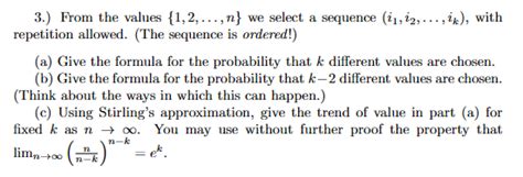 Solved 3 From The Values 1 2 Dots N We Select A Chegg Com