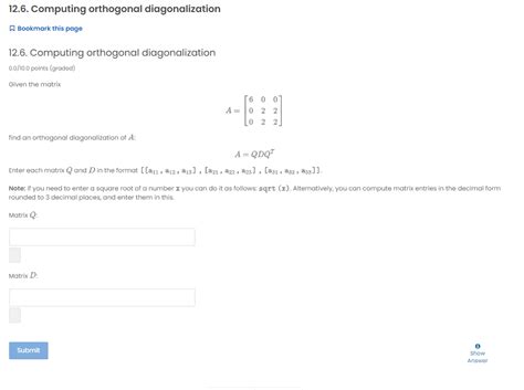 Solved 126 Computing Orthogonal Diagonalization A Bookmark