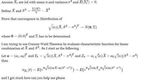 assume xi are iid with mean o and variance or 2 and