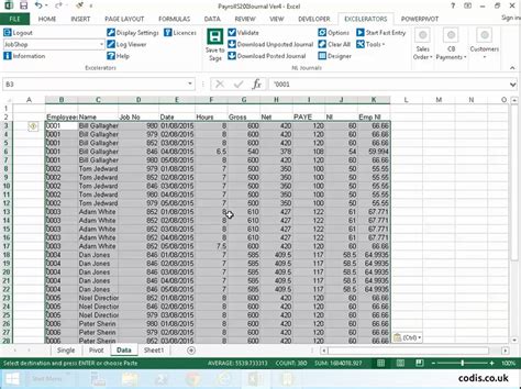 Post Payroll Data From Excel To Sage 200 — Codis