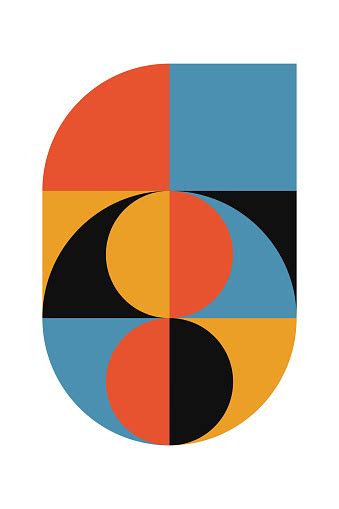 추상적인 기하학적 미니멀리스트 작품 원 사각형 삼각형과 같은 간단한 모양으로 만든 벡터 일러스트레이션 바우 하우스 스타일의