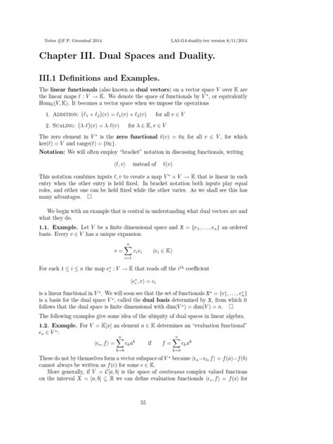 La I Duality Pdf Vector Space Basis Linear Algebra