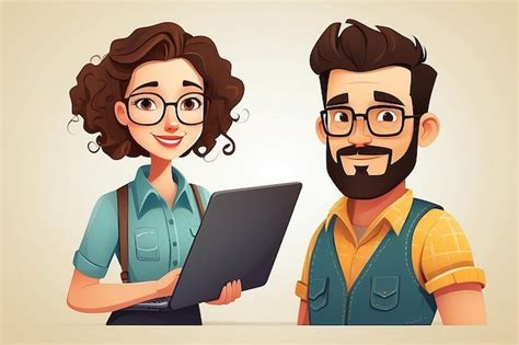Premium Photo Vector Profession Characters Man And Woman Programmer Or Designer