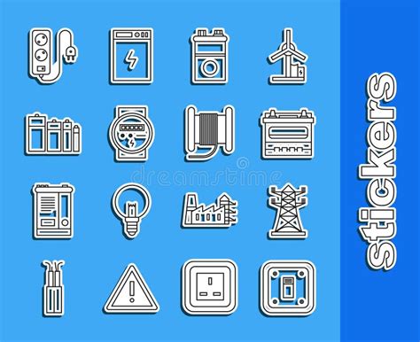 Set Line Electric Light Switch High Voltage Power Pole Line Car Battery Meter Battery