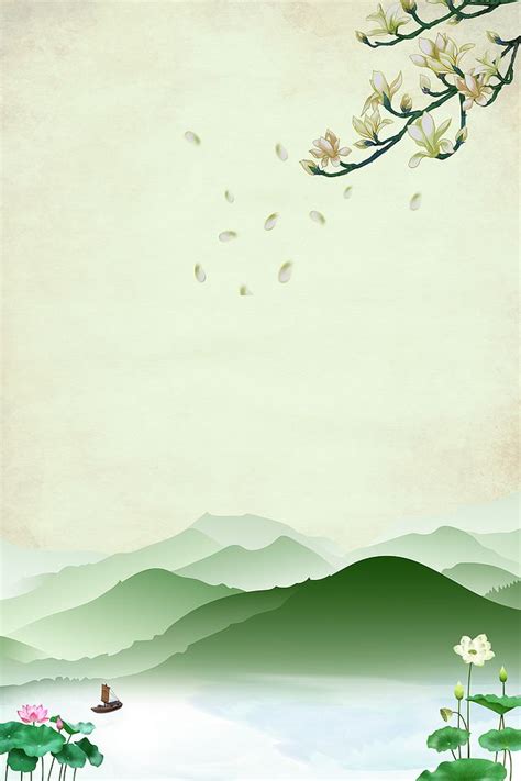 水墨茶田背景图片 水墨茶田背景素材图片 千库网