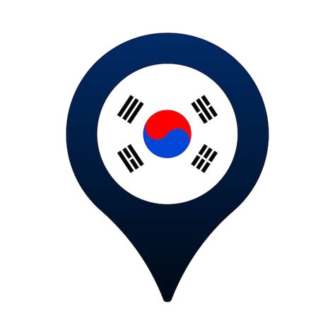 한국 국기와 지도 포인터 아이콘입니다 국기 위치 아이콘 벡터 디자인 Gps 로케이터 핀 벡터 일러스트 레이 션 프리미엄 벡터