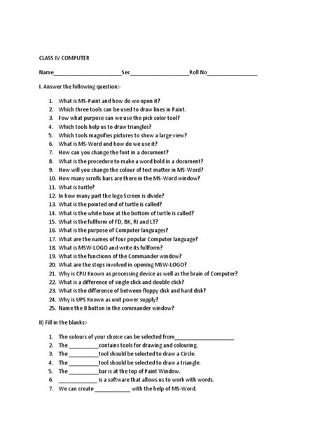 Class Iv Computer Download Free Pdf Media Technology Computing