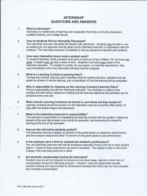 Internship Questions And Answers Pdf