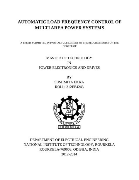 Pdf Automatic Load Frequency Control Of Multi Area Power Systems Dokumen Tips