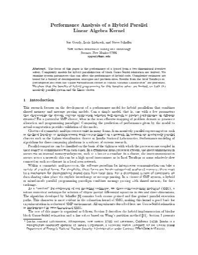 Performance Analysis Of A Hybrid Parallel Linear Algebra Kernel