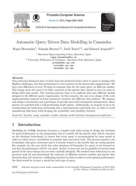 Pdf Automatic Query Driven Data Modelling In Cassandra