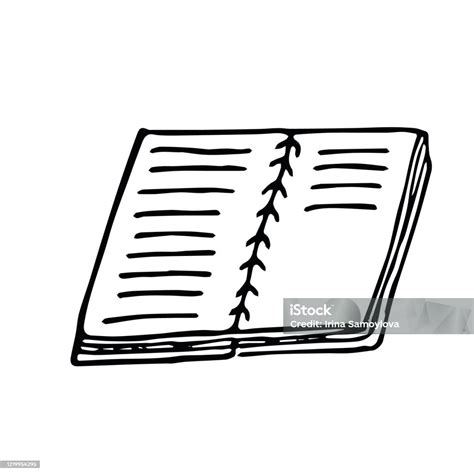 낙서 스타일로 그려진 노트 손으로 나선형 반지에 노트북 운동 책 스칸디나비아 간단한 흑백 단일 요소 아이콘 스티커 교육에 대한