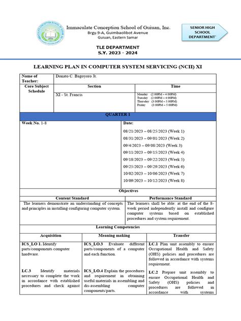 learning plan css 11 pdf installation computer programs bios