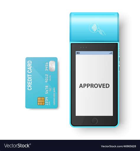 3d Blue Nfc Payment Machine With Approved Vector Image