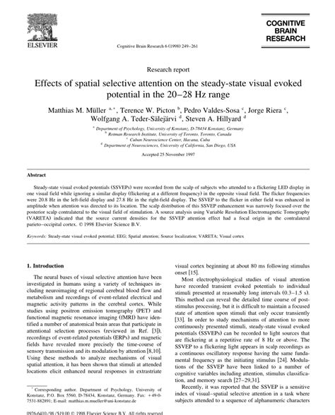 Pdf Effects Of Spatial Selective Attention On The Steady State Visual Evoked Potential In The