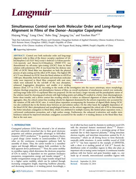 Pdf Simultaneous Control Over Both Molecular Order And Long Range