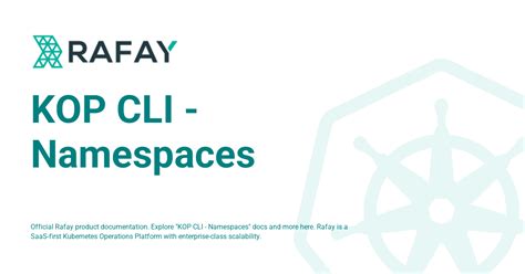 Kop Cli Namespaces Rafay Product Documentation