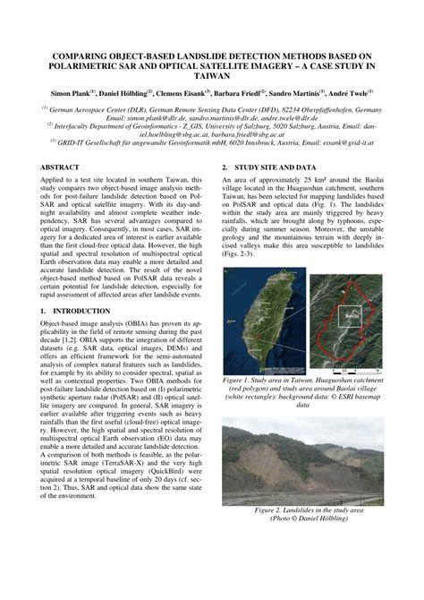 Pdf Comparing Object Based Landslide Detection Methods Based On