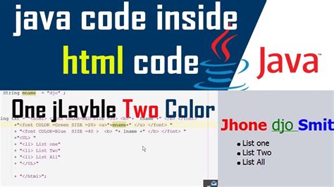 Html Java Code One Text Two Colours Add In Java Java For Beginners