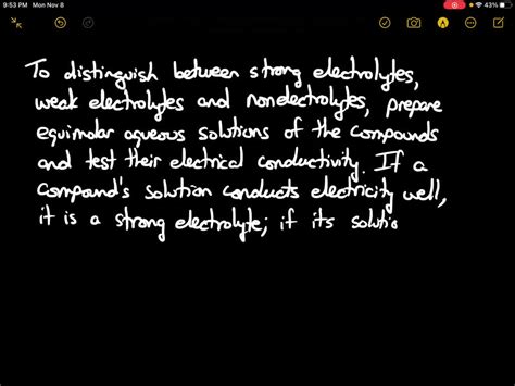 SOLVED Describe An Experiment For Classifying Compounds As Strong Electrolytes Weak