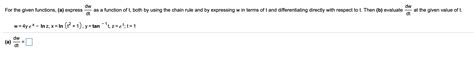 solved dw dw for the given functions a express as a
