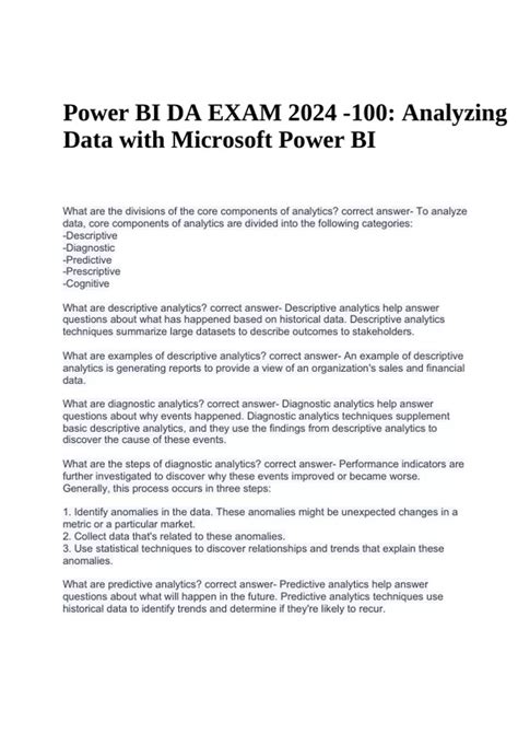 power bi da exam 2024 100 analyzing data with microsoft power bi power bi da stuvia us