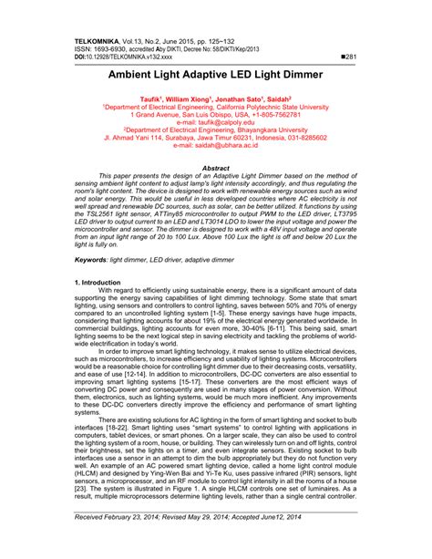 Pdf Ambient Light Adaptive Led Light Dimmer