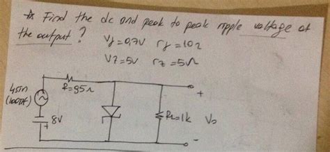 Solved A Find The Dc ﻿and Peak To Peak Ripple Voltage Of The