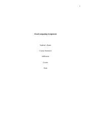 Cloud Computing Assignment Docx 1 Cloud Computing Assignment Babe S Name Course Instructor