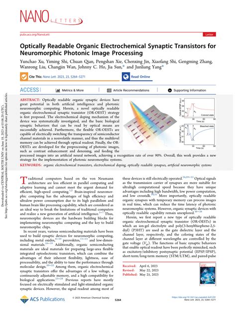 Pdf Optically Readable Organic Electrochemical Synaptic Transistors