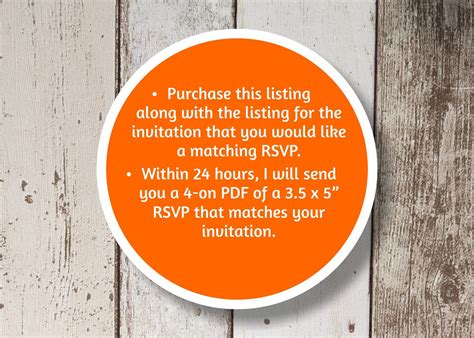 RSVP Add On Get A Matching RSVP Card For Your Instant Etsy